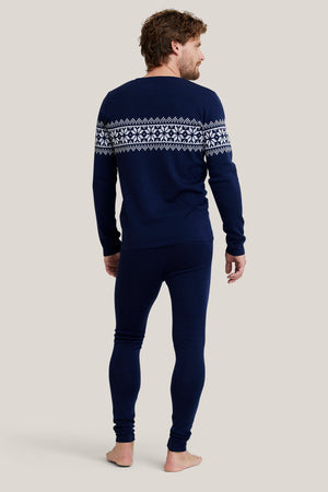Ski base layer for men - Blue Merino by Tidløs