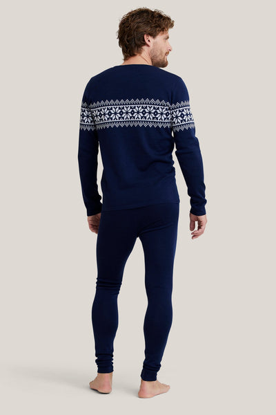 Ski base layer for men - Blue Merino by Tidløs